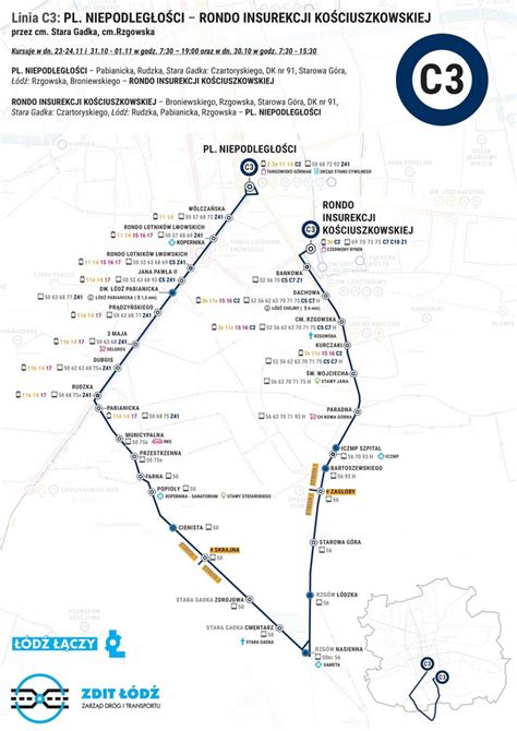 Cmentarz przy Rzgowskiej Objazdy i trasy MPK Łódź na Wszystkich
