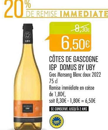 Promo Côtes De Gascogne Igp Domus By Uby 2022 chez Match iCatalogue fr