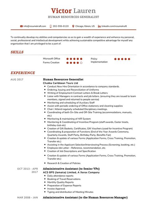 Human Resources Generalist Resume Example In Resumekraft
