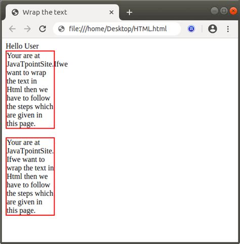 How To Wrap Text In Html Javatpoint