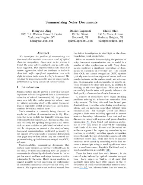 pdf summarizing noisy documents daniel lopresti