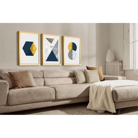 3 Quadros Decorativos Abstratos Geométricos Molduras Elo7