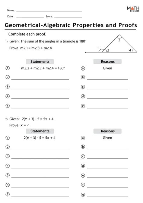 Algebraic Proofs Worksheets Math Monks Worksheets Library