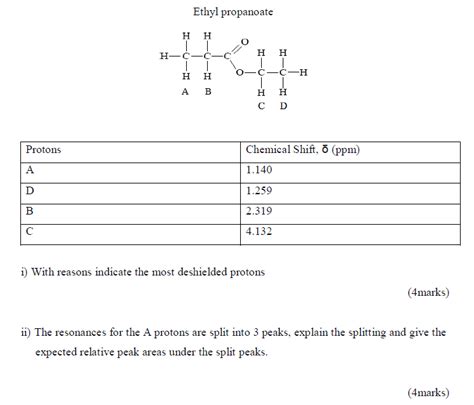 Solved B Below Is A Proton NMR Spectra Of Ethyl Propanoate Chegg