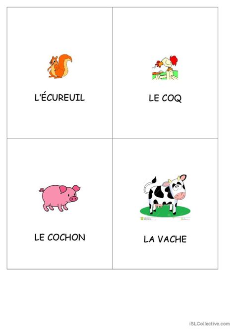 Les animaux dictionnaire visuel ou t Français FLE fiches pedagogiques