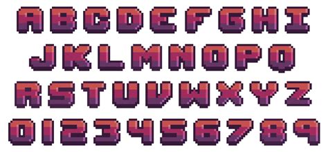 Spielschrift In Pixelkunst Buchstaben Und Zahlen Im 8 Bit Stil
