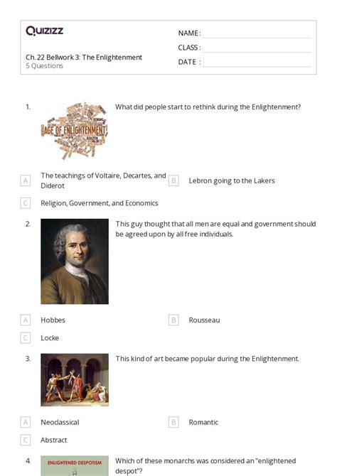 50 The Enlightenment Worksheets On Quizizz Free Printable