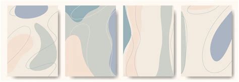 Un Conjunto De Tres Cuadros Abstractos Con Un Fondo Azul Y Rosa