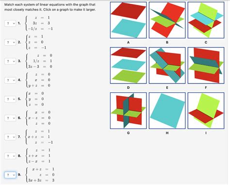 solved match each system of linear equations with the graph