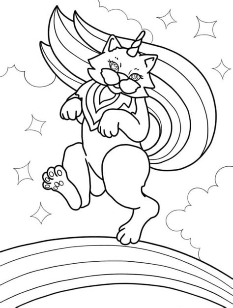 Coloriage Chat licorne en dansant dessin gratuit à imprimer