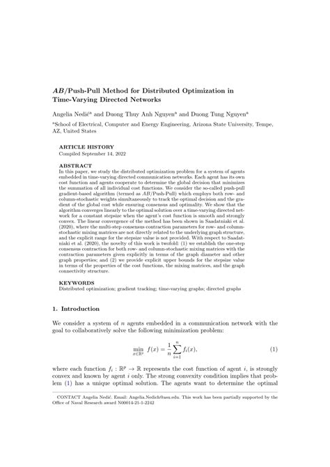 pdf ab push pull method for distributed optimization in time varying directed networks