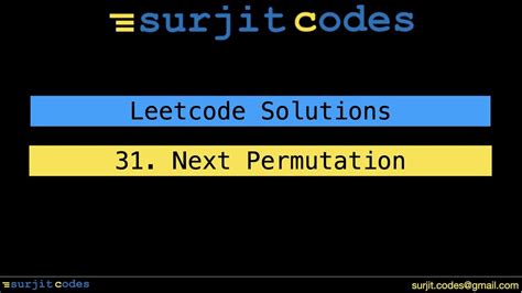 next permutation letcode 31 youtube