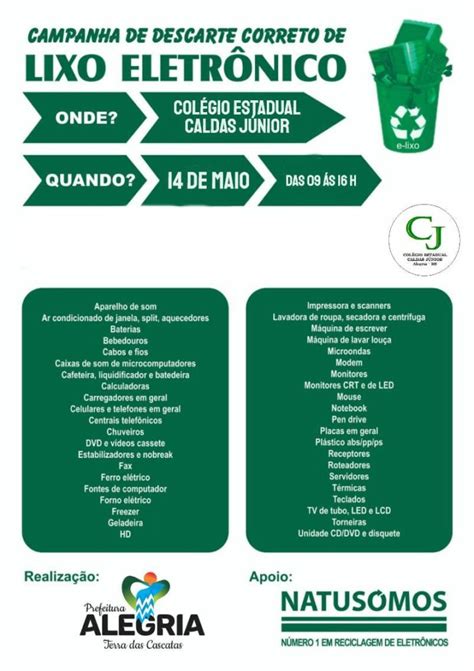 Prefeitura De Alegria Realiza Campanha De Coleta De Lixo Eletr Nico