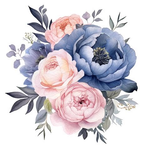 Premium Ai Image There Is A Bouquet Of Flowers With Blue And Pink