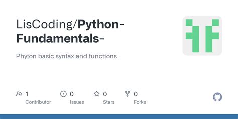 Github Liscoding Python Fundamentals Phyton Basic Syntax And Functions
