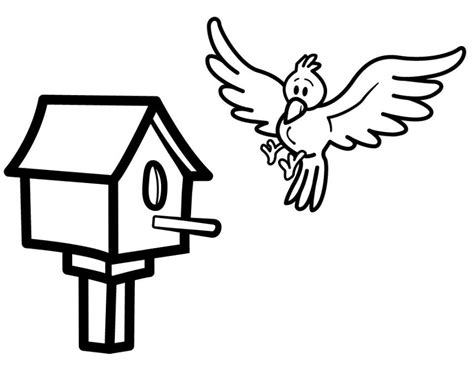 Birds House Coloring Page Stock Vector 619720103
