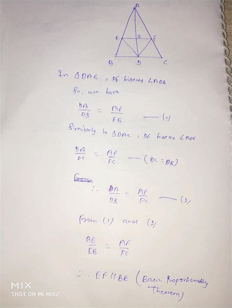 ad is a median of abc the bisector of adb and adc meet ab and ac in e and f respectively