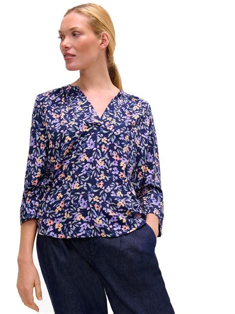 Violette blaue geblümte Bluse mit Dreiviertel Ärmeln ORSAY Orsay de