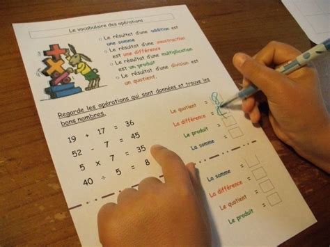 Vocabulaire des opérations Le petit roi enfant autiste