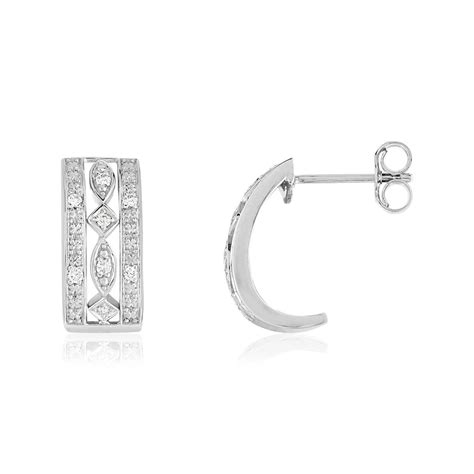 Boucles D Oreilles Or Blanc Diamants Maty