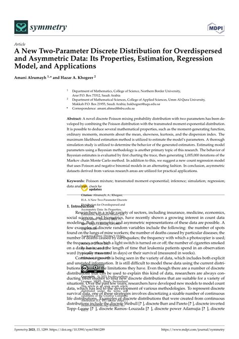 pdf a new two parameter discrete distribution for overdispersed and asymmetric data its