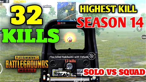 HIGHEST RECORD KILL IN SEASON 14 32KILLS SOLO VS SQUAD PUBG