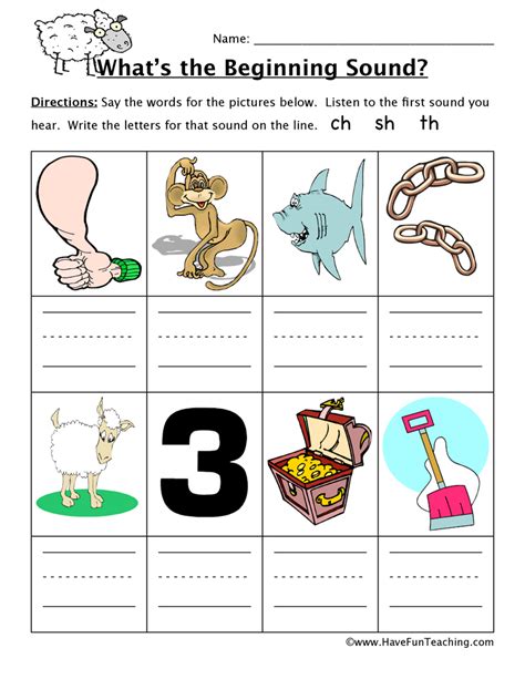 CH SH TH Beginning Sounds Worksheet Have Fun Teaching
