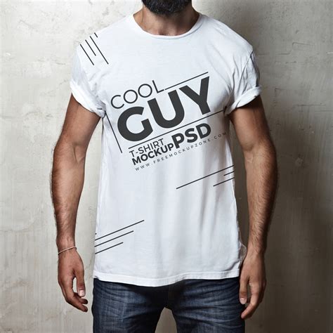 Free Cool Guy T Shirt MockUp PsdFree Mockup Zone