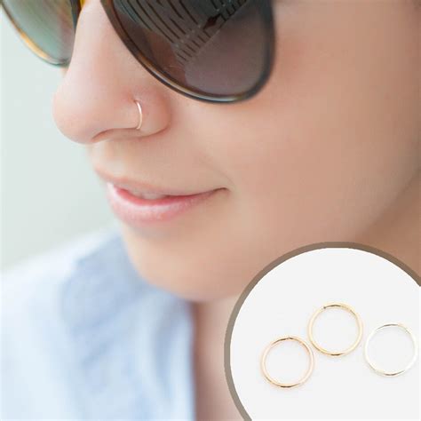 14K REAL Solid Gold Hoop Gold Nose Ring Snug Fitting Solid Gold Hoop