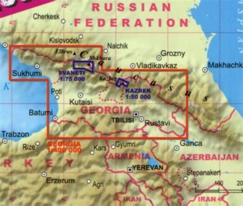 GRUZJA KAUKAZ Laminowana Mapa Turystyczna 1 400 000 EXPRESSMAP 2020
