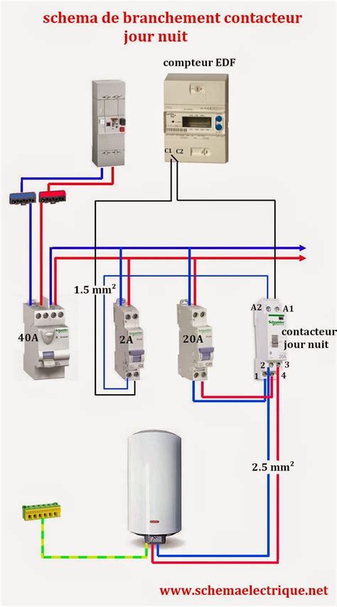 Schema Electrique Schema Branchement Cablage Contacteur Jour Nuit