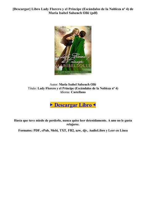 Libro Pdf Epub Lady Florero Y El Pr Ncipe Esc Ndalos De La Nobleza N