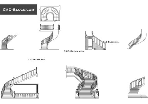 Curved Stairs Floor Plan Cad Block Viewfloor Co