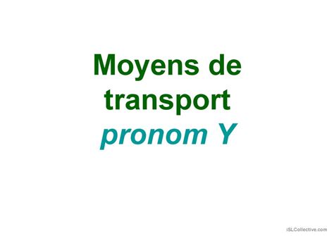 moyens de transport pronom Y Français FLE powerpoints