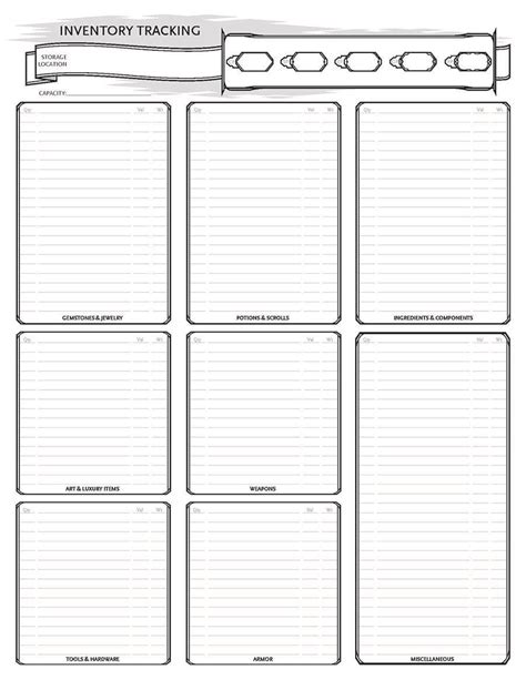 Inventory Tracking Sheet Dungeon Masters Guild Dungeon Masters