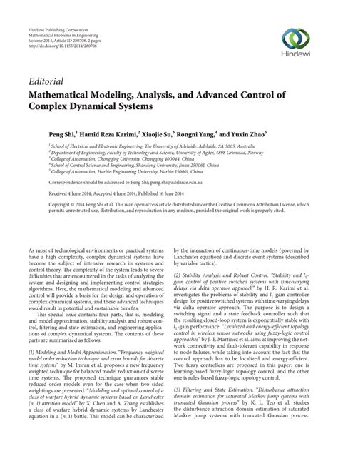pdf mathematical modeling analysis and advanced control of complex dynamical systems