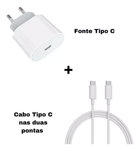 Fonte Carregador Tipo C Cabo Tipo C Nas Duas Pontas Turbo R Em
