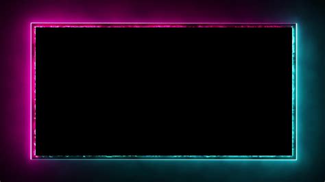 Neon Light Border Frames Template Video Glowing Frame Black Screen