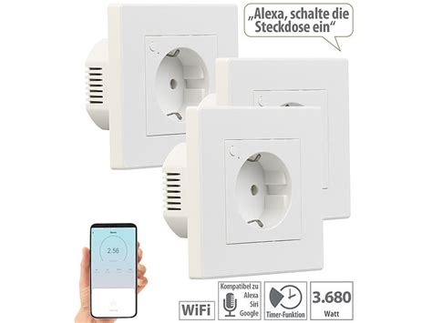 Luminea Home Control Er Set Wlan Unterputz Steckdosen Mit Verbrauch