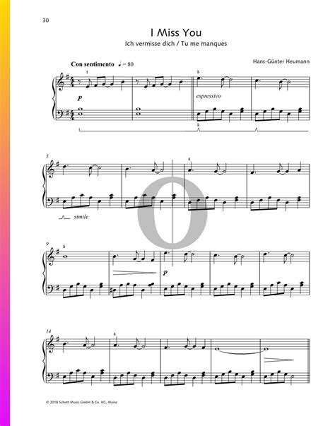 I Miss You Heumann Hans Günter Heumann Piano Sheet Music OKTAV