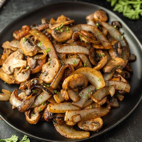 Blackstone Sautéed Mushrooms and Onions for Steak grillonadime