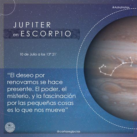 10 de Julio Júpiter Directo en Escorpio Cartas Egipcias