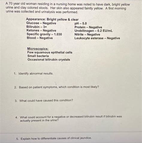 Solved The Following Urinalysis Results Are From A 26 Year Chegg