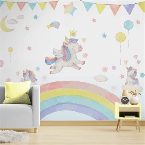 Papel de Parede Unicórnio no Arco Íris Elo7
