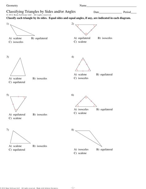 Naming Triangles By Angles And Sides Worksheet Angleworksheets