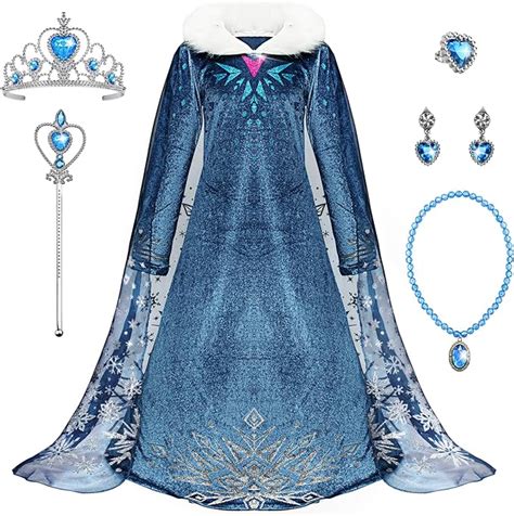 Monissy La Reine Des Neiges Elsa Princesse Robe Fille Bleu Col Blanc
