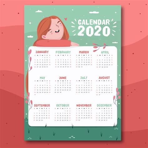 Calendario colorido diseño plano Vector Premium