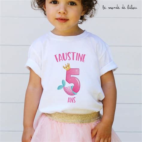 T shirt anniversaire Sirène personnalisé le monde de Bibou