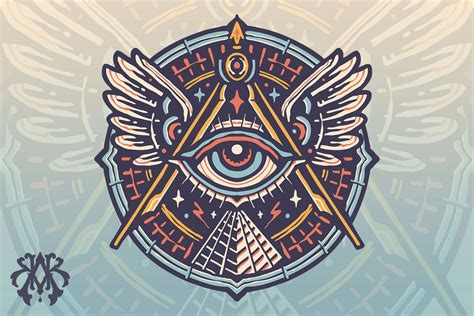 All Seeing Eye Illuminati Vintage Badge Graphic By Krizvector