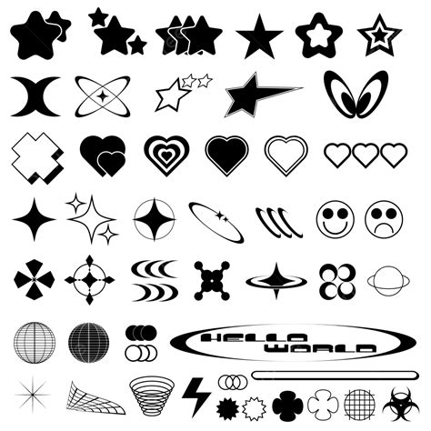 y2k graphic element shape pack vector y2k y2k shapes y2k elements png and vector with